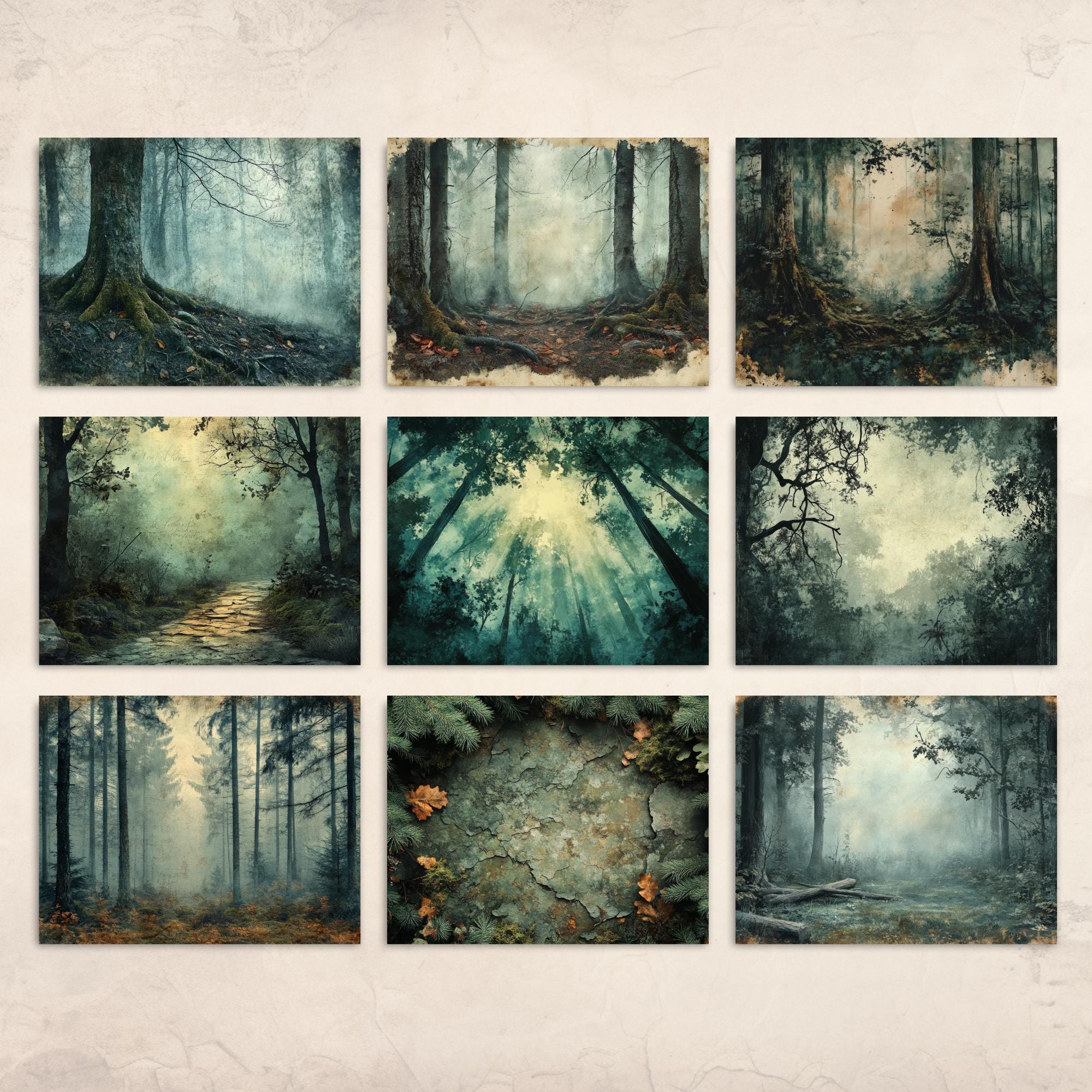 Forbidden Forest Digital Junk Journal Background, Forest Collage ...