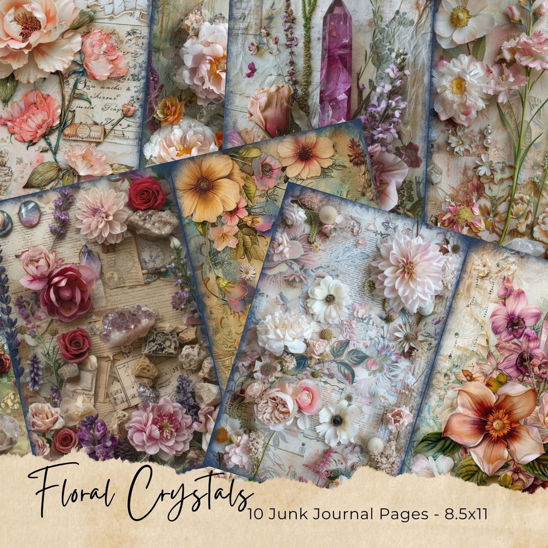 Crystal Junk Journal Pages, Mystic Crystals Junk Journal Pages, Digital ...