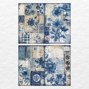 Pale Blue Junk Journal Pages, Scrapbook Images, Collage Paper, Digital ...