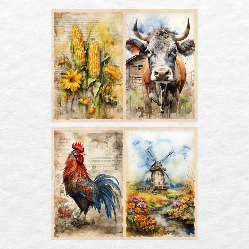 Farmhouse Junk Journal Kit, Rustic Journal Pages, Printable Vintage ...