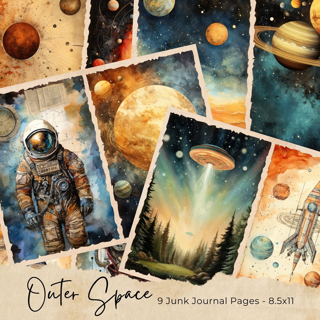 Astrology Junk Journal Pages, Space Pages, Zodiac Scrapbook Page ...