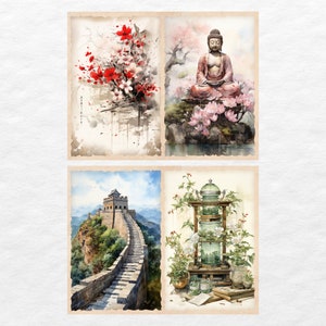 Chinese Theme Junk Journal Page, Vintage China Scenery Printable ...