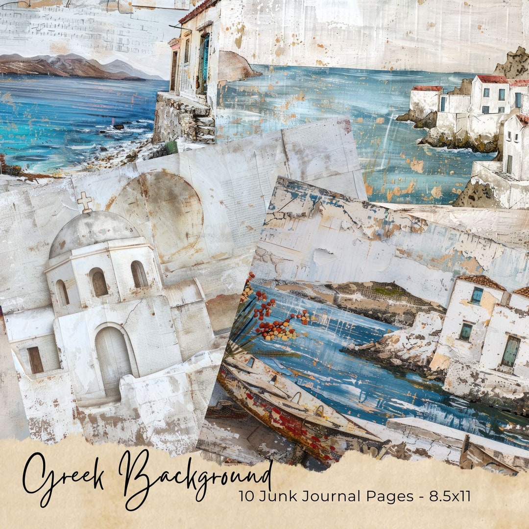 Ancient Greek Junk Journal Pages, Digital Scrapbook Paper Kit, Greece ...