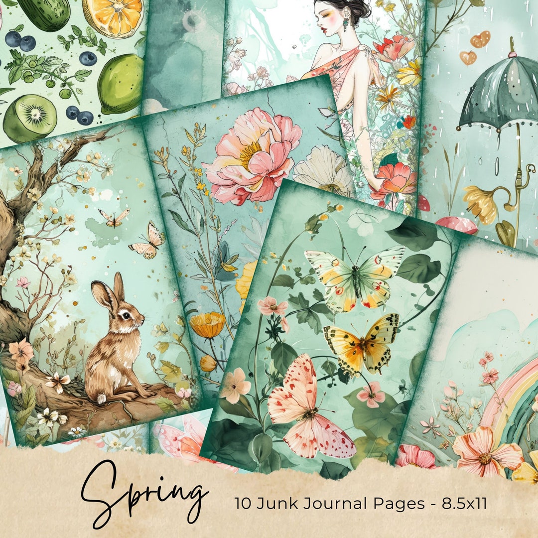 Spring Junk Journal Kit, Junk Journal Printable Page, Flowers Junk ...