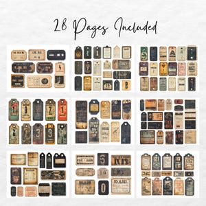 Industrial Black Grunge Numbers Labels Printable Steampunk Supplies ...