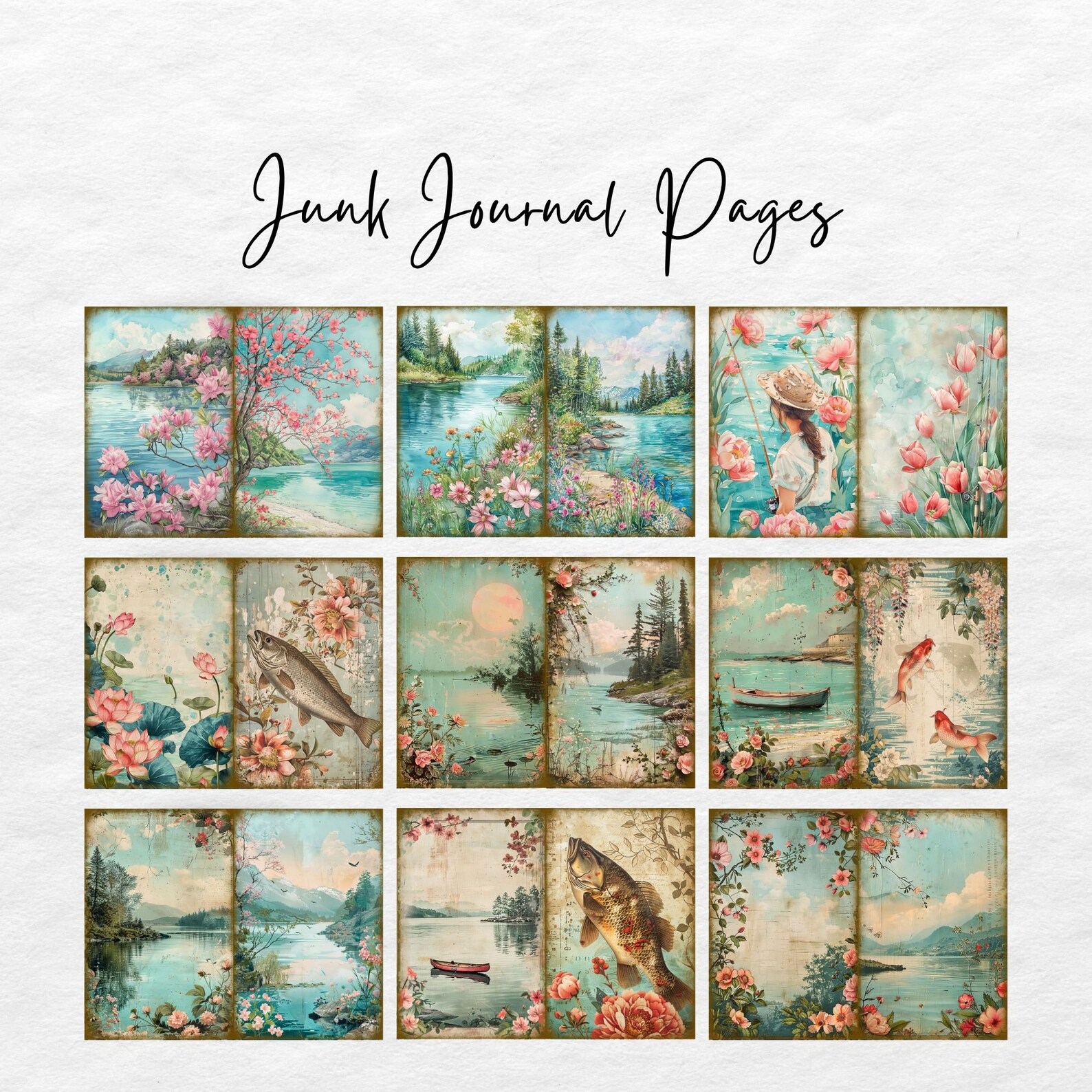 Fishing Junk Journal Pages, Fishermen Ephemera, Vintage Fisherman ...