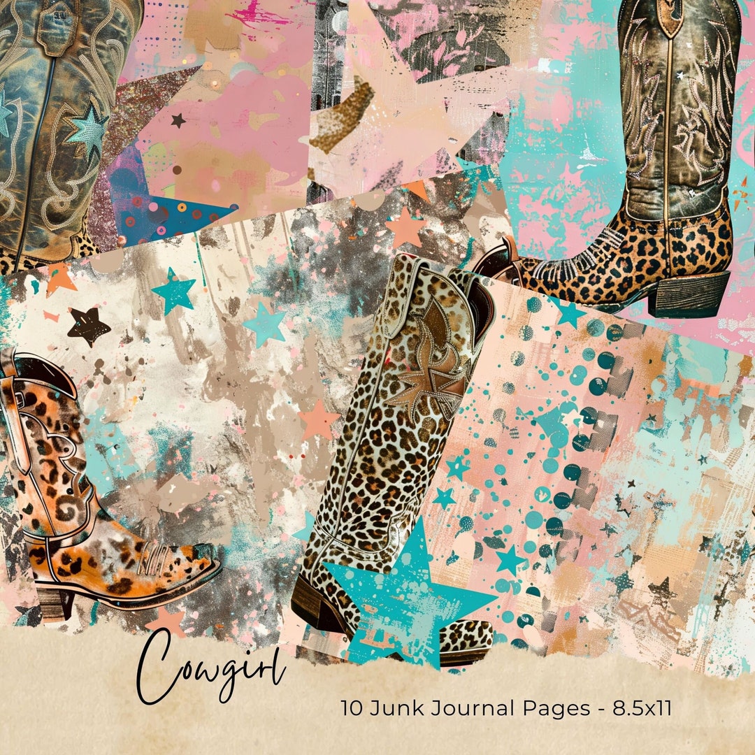 Watercolor Western Junk Journal Printable Pages, Cowboy Junk Journal ...