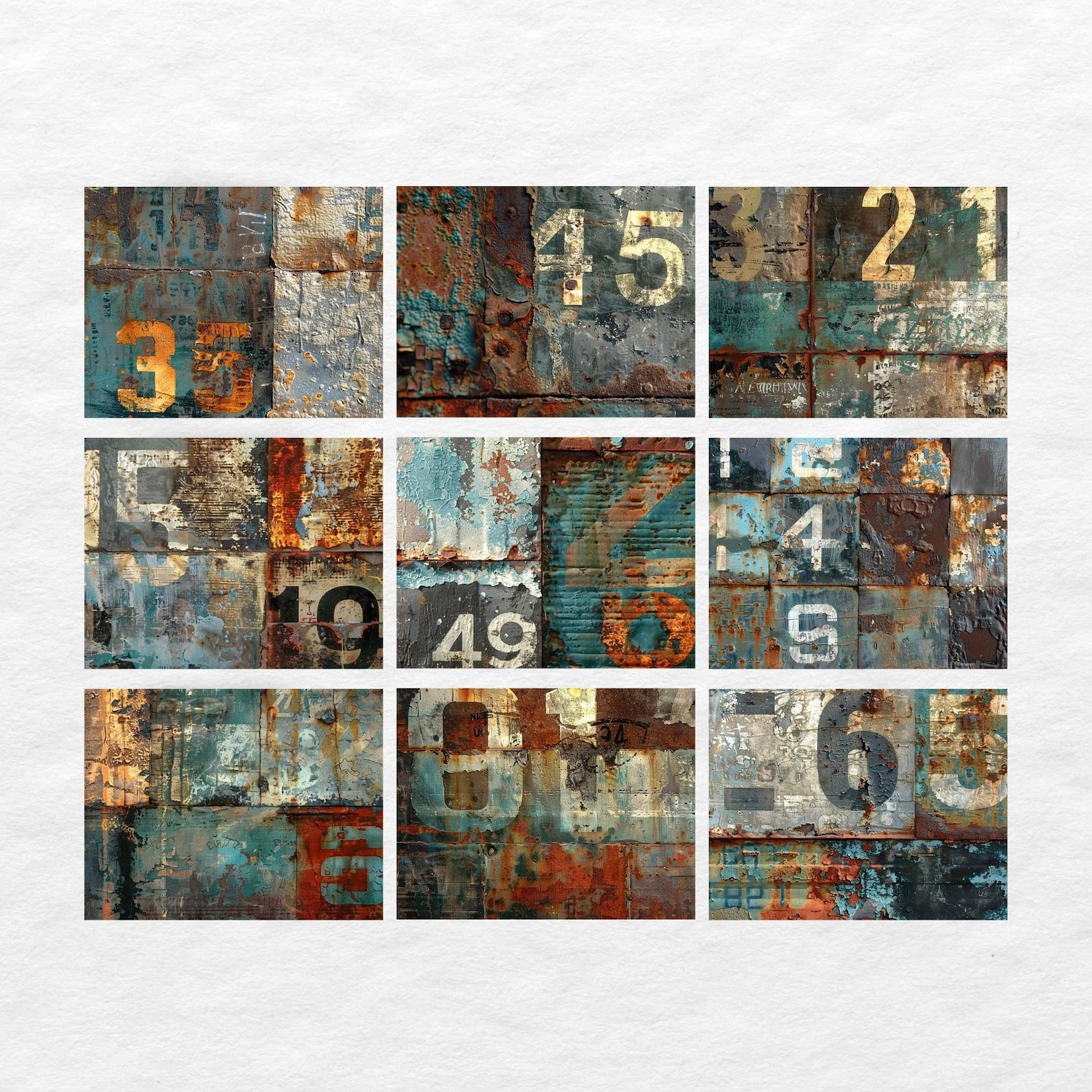 Grunge Numbers Junk Journal Papers, Industrial Printable Pages Pack ...