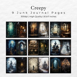 Creepy Graveyard Junk Journal Pages, Digital Scrapbook Paper Kit ...