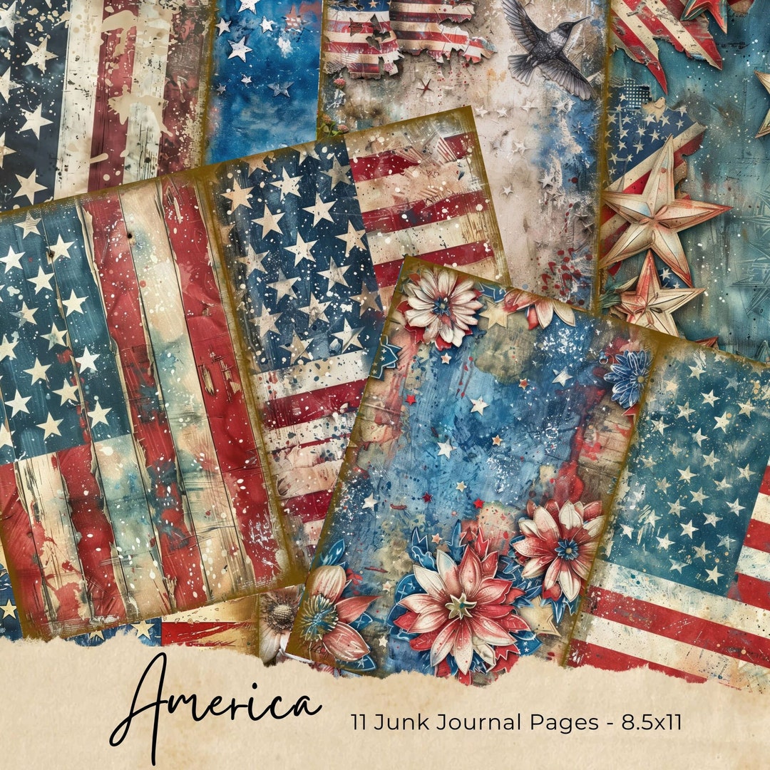 Patriotic America, Junk Journal Kit, Americana, Man, Veteran, Guy, Army ...