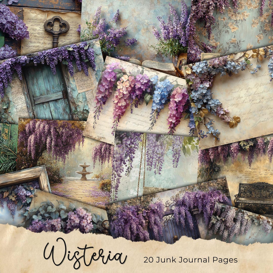 Wisteria Junk Journal Kit Vintage Floral Beautiful Journal Digital ...