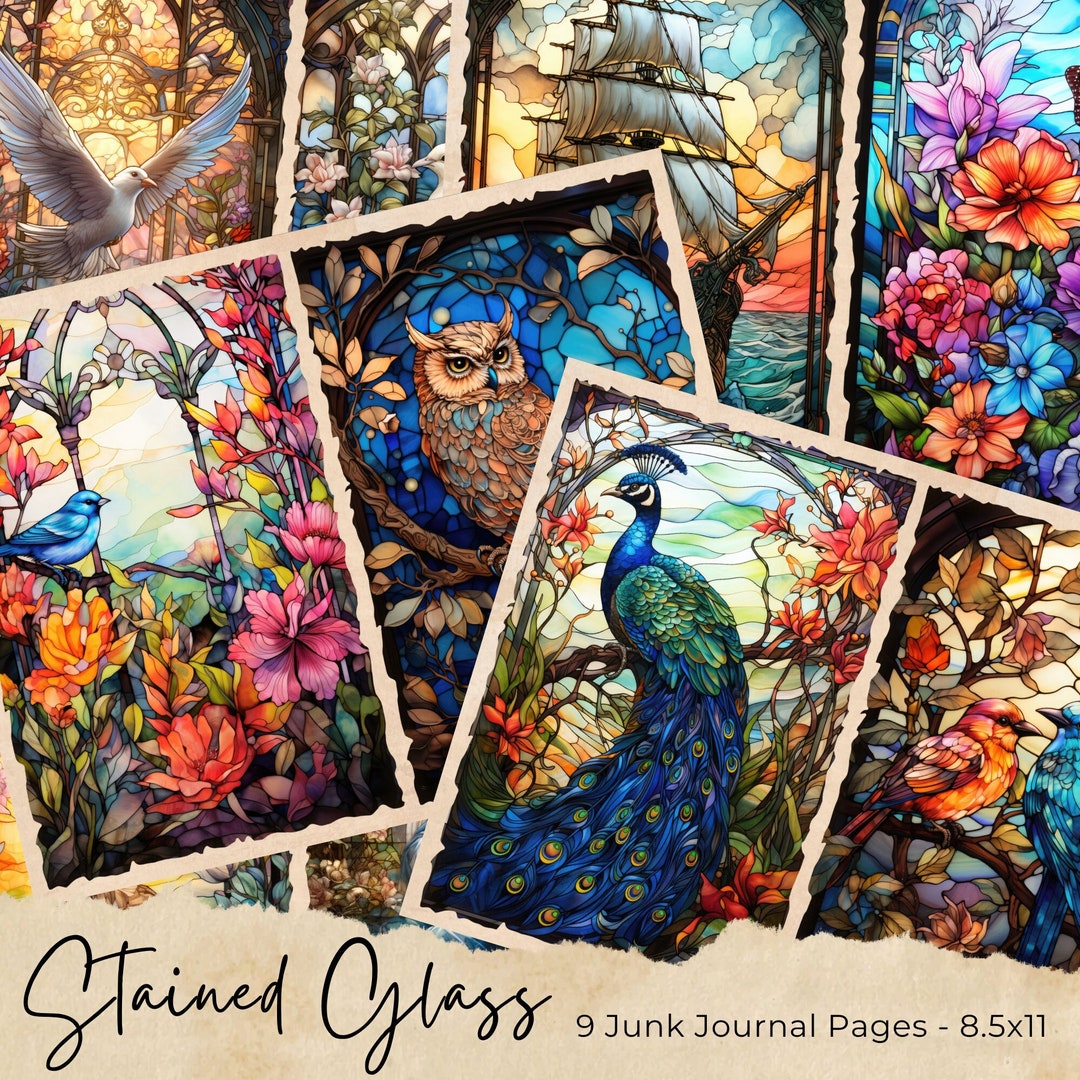 Stained Glass Garden Junk Journal, Basic Background Paper, Digital ...