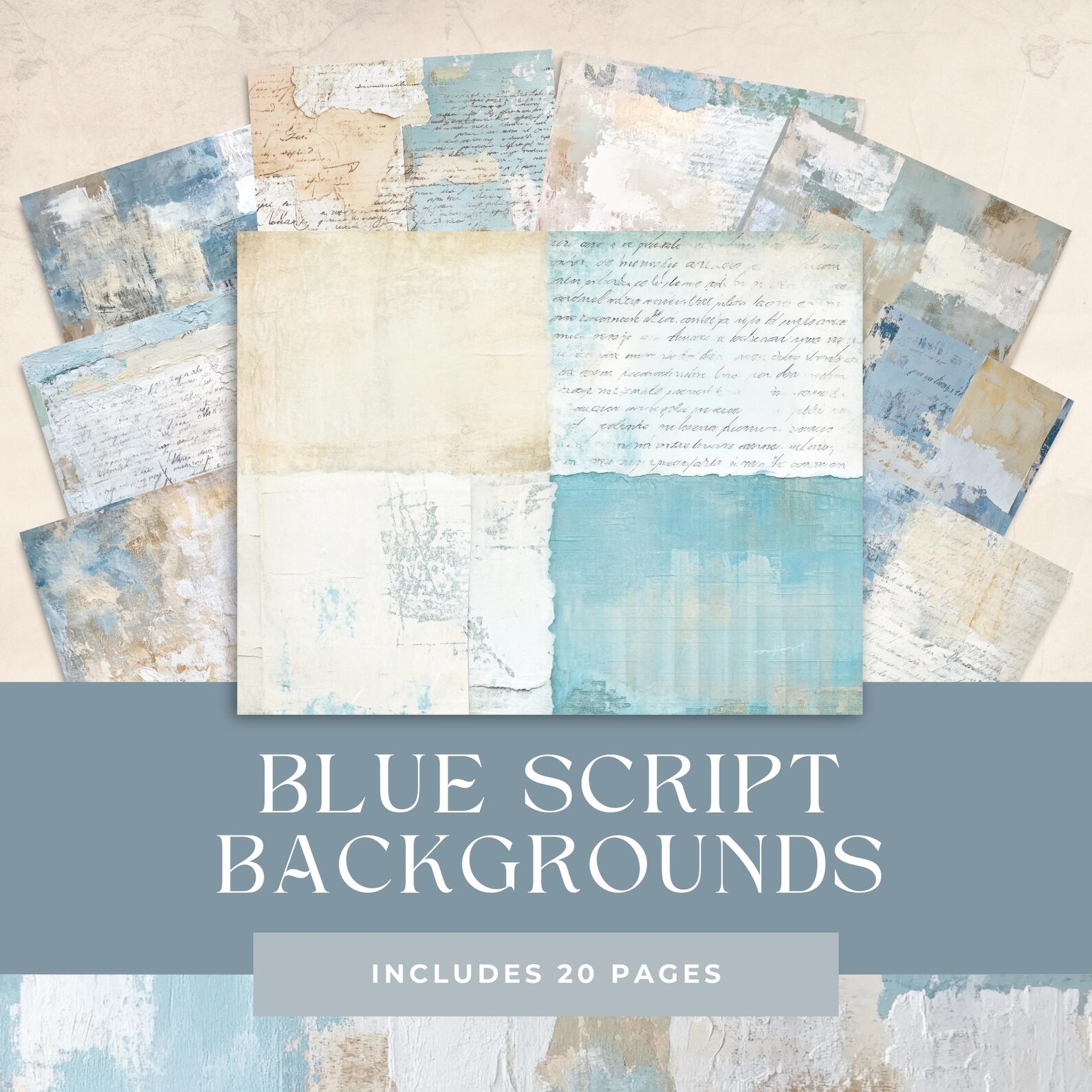 Blue Shabby Junk Journal Pages Printable Vintage Basic Grunge Lace ...
