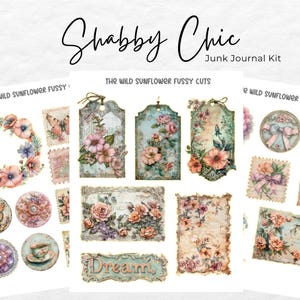 Shabby Chic Junk Journal Kit | Journal Pages, Papers, Ephemera, Tags ...