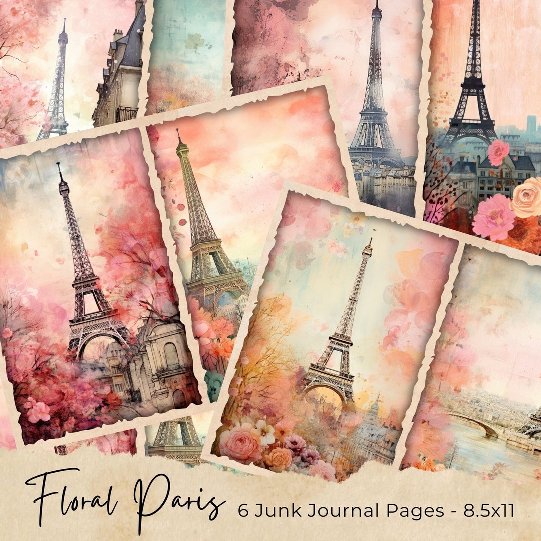 Watercolor Paris Junk Journal Pages, Vintage Paris Junk Journal Kit ...