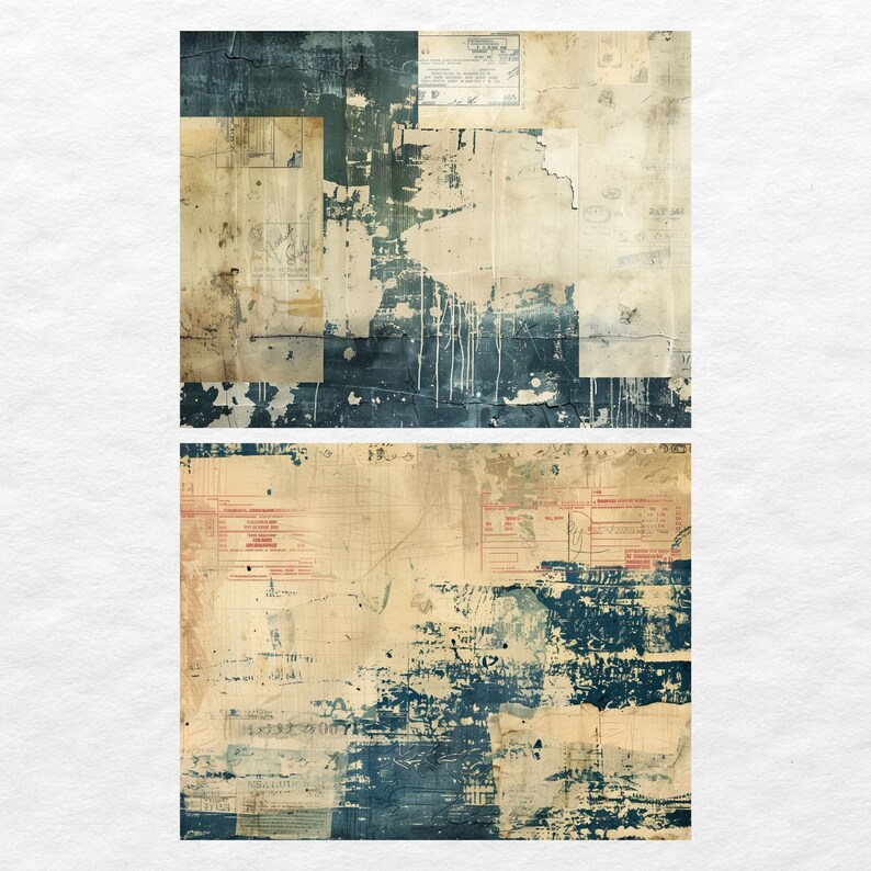 Pale Blue Junk Journal Pages, Scrapbook Images, Collage Paper, Digital ...
