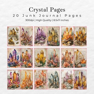 Crystal Junk Journal Pages, Mystic Crystals Junk Journal Pages, Digital ...