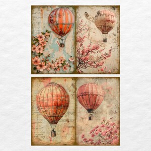Hot Air Balloon Junk Journal Printable Kit Collage Digital Download ...