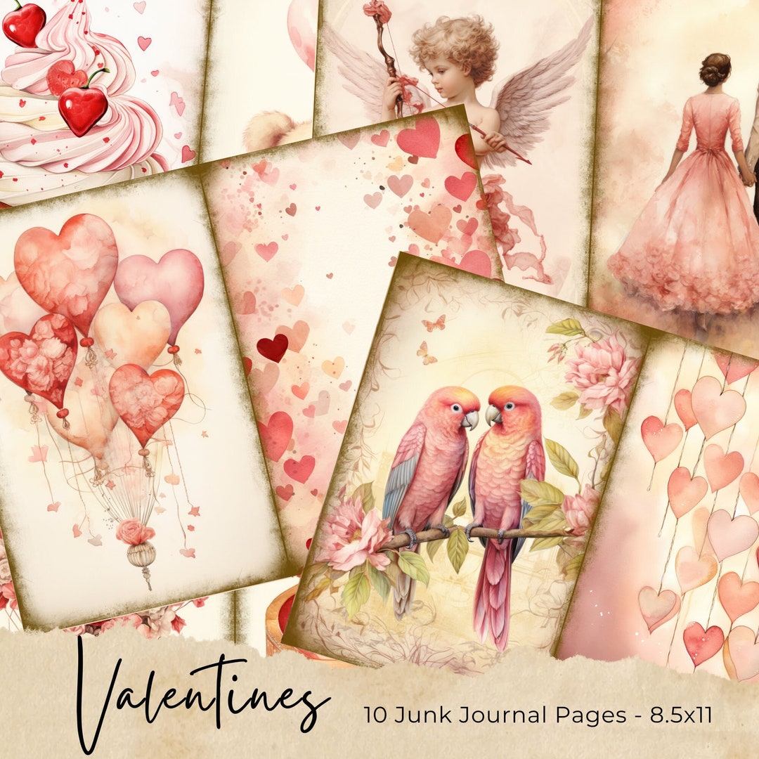 Valentine's Day Junk Journal Paper, I Love You Printable, Junk Journal ...