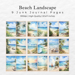 Vintage Beach Junk Journal Pages, Digital Beach Themed Scrapbook Paper ...