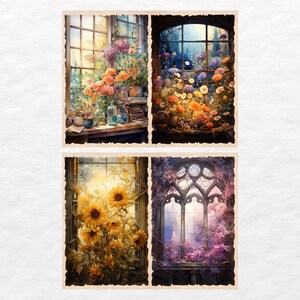 Romantic Window Junk Journal Kit Journal Pages, Floral Window Junk ...