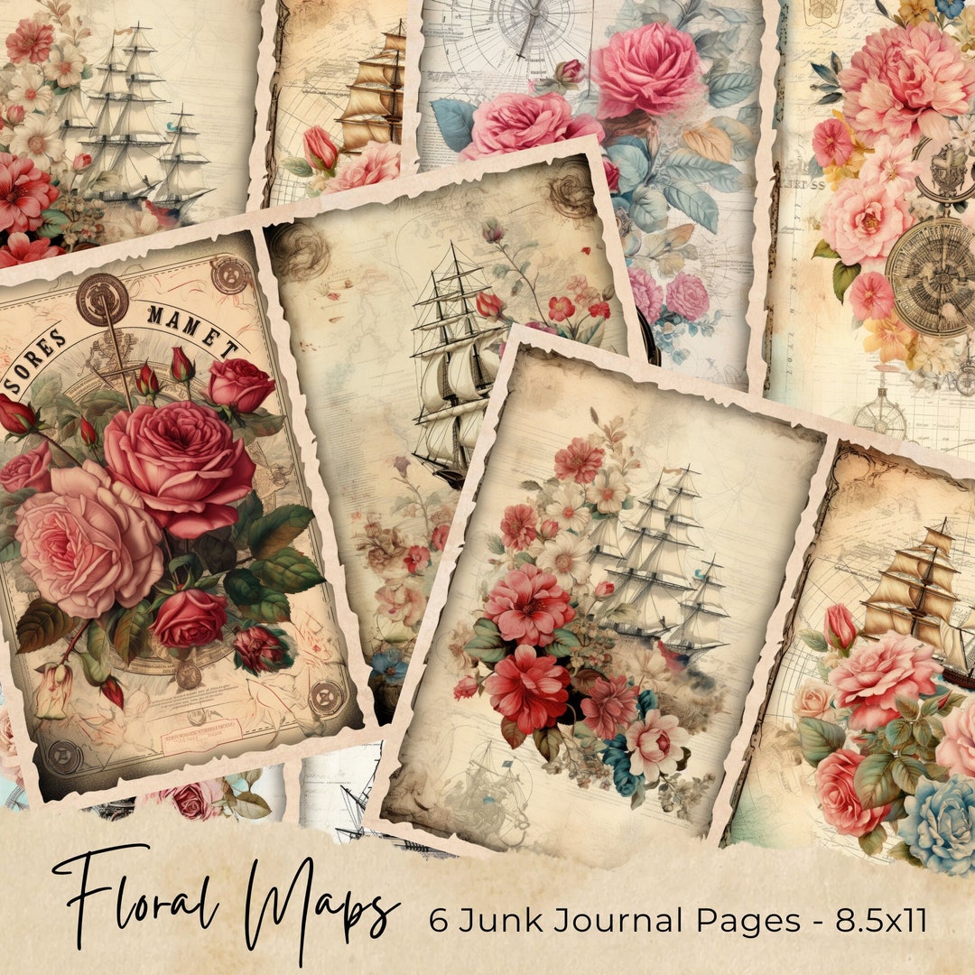 Vintage Map Junk Journal Pages, Printable Antique World Maps, Digital ...