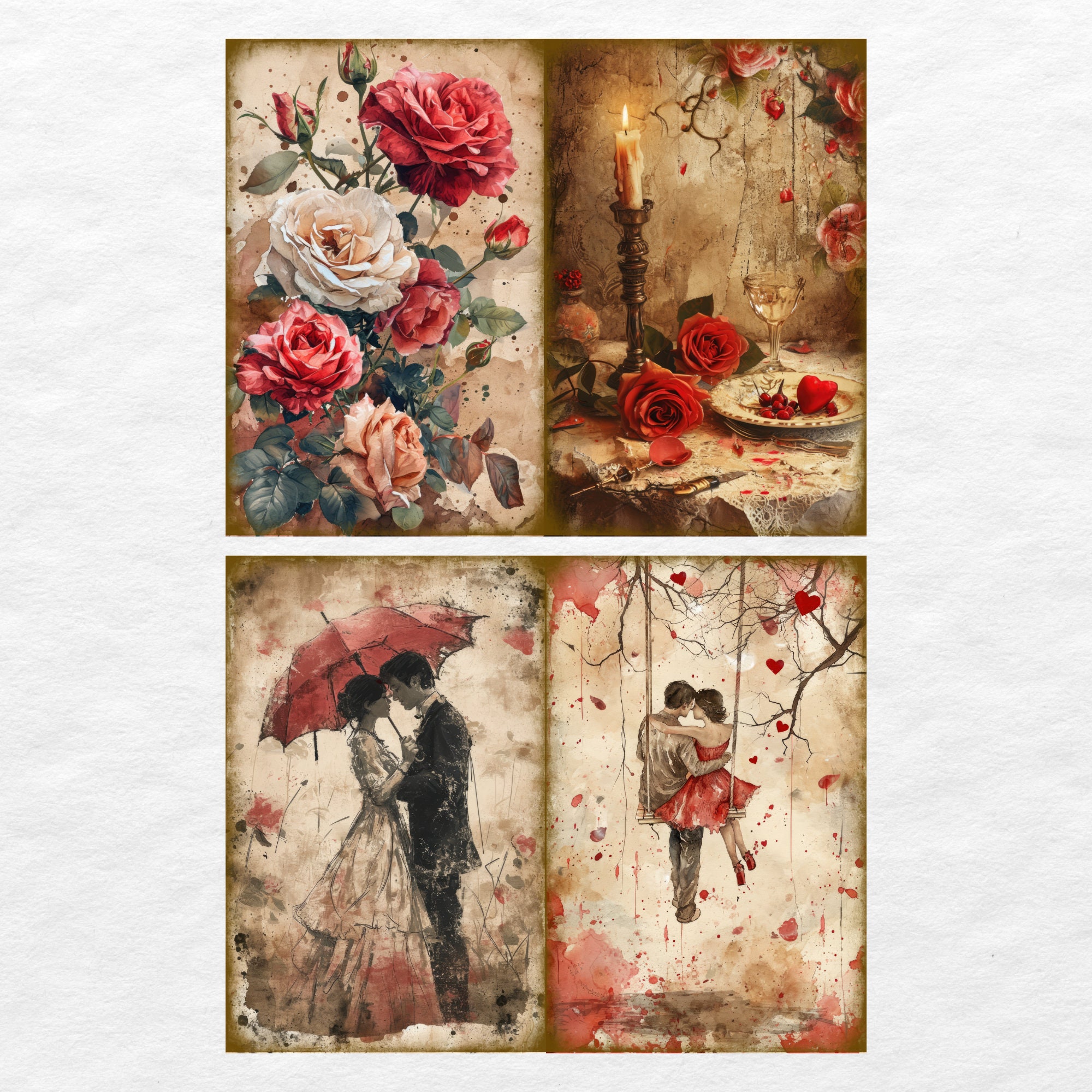 Valentine's Day Junk Journal Paper, I Love You Printable, Junk Journal ...