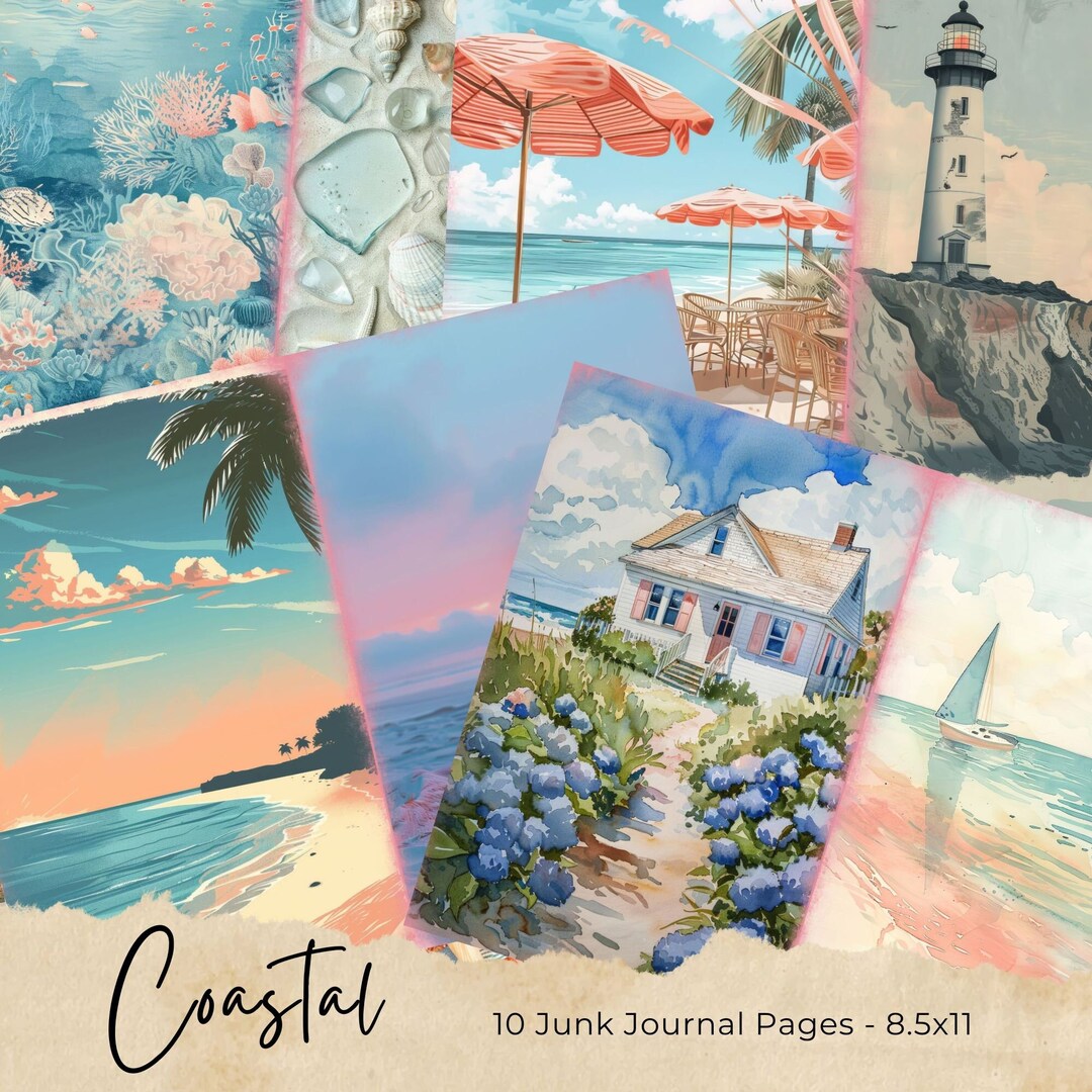 Shabby Chic Coastal Junk Journal Kit | Seaside Cottage | Nautical ...
