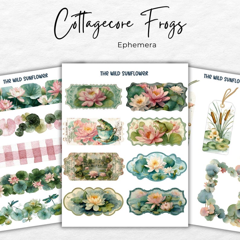 Cottagecore Frogs Junk Journal Kit, Frog Ephemera, Nature Journal Pages ...
