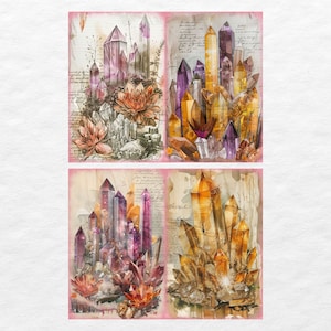 Crystal Junk Journal Pages, Mystic Crystals Junk Journal Pages, Digital ...