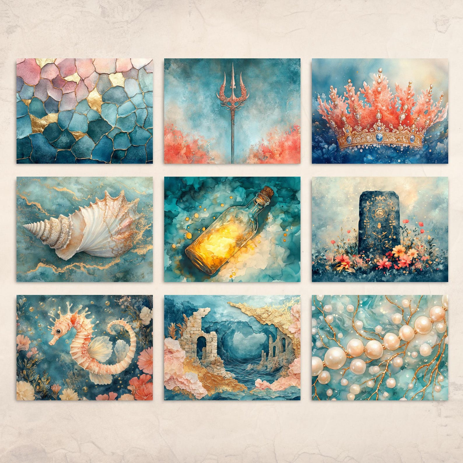 Echoes of Atlantis Junk Journal Pages – Mystical Underwater-inspired ...
