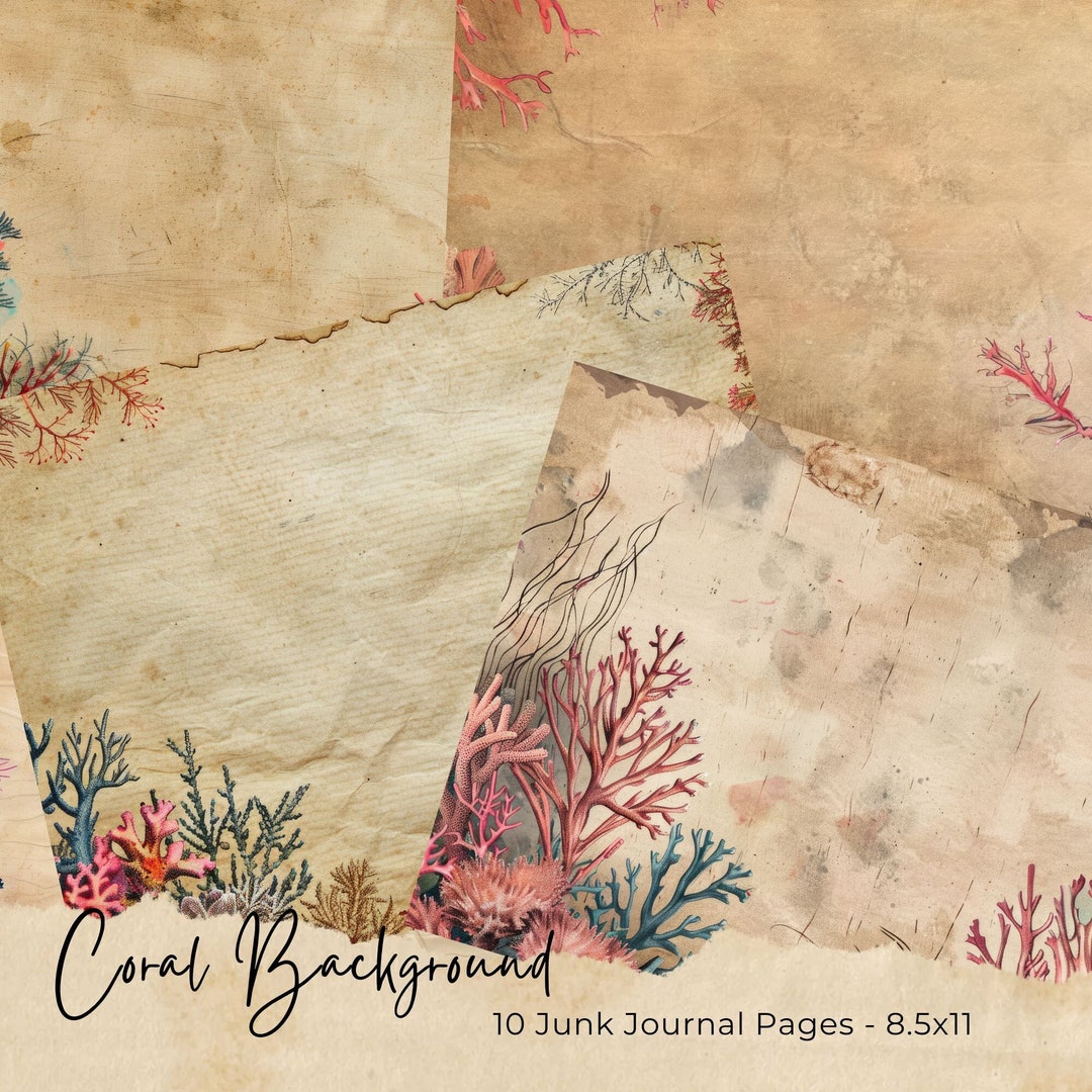 Coral Reef Background, Digital Junk Journal, Coral Reef Collage ...