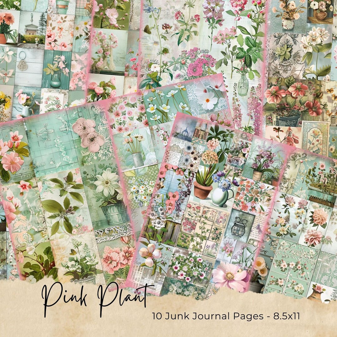 Book of Gardening Junk Journal Pages, Digital Scrapbook Paper Kit ...