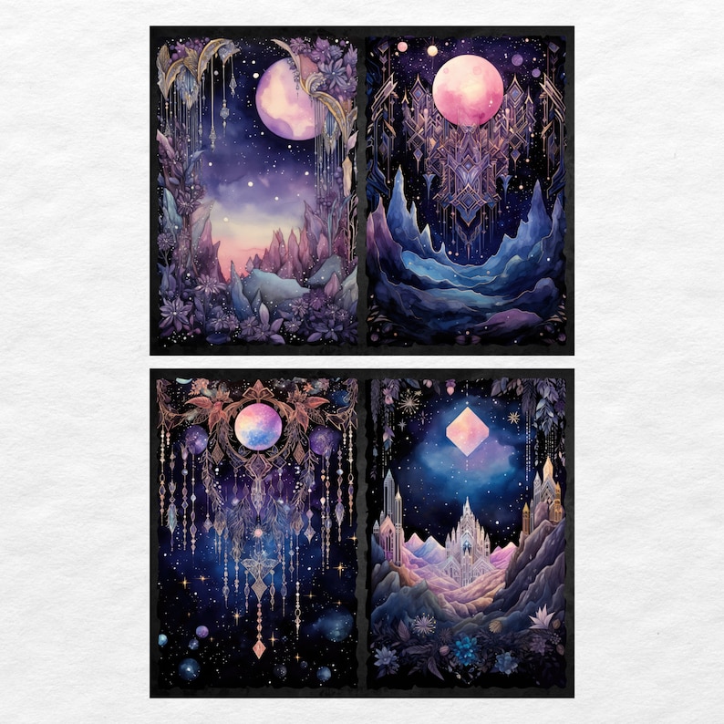 Crystal Junk Journal Pages, Mystic Crystals Junk Journal Pages, Digital ...