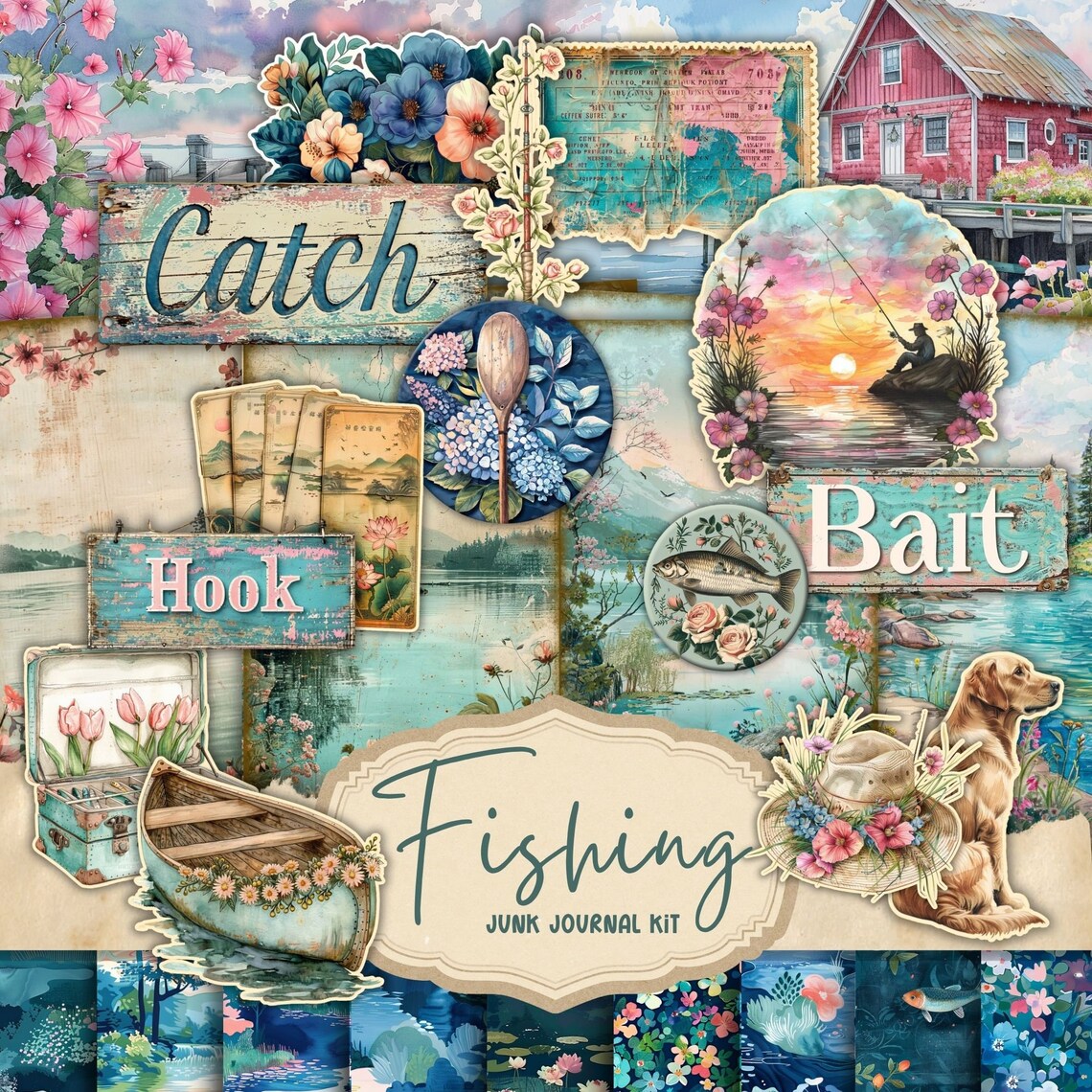 Fishing Junk Journal Pages, Fishermen Ephemera, Vintage Fisherman ...