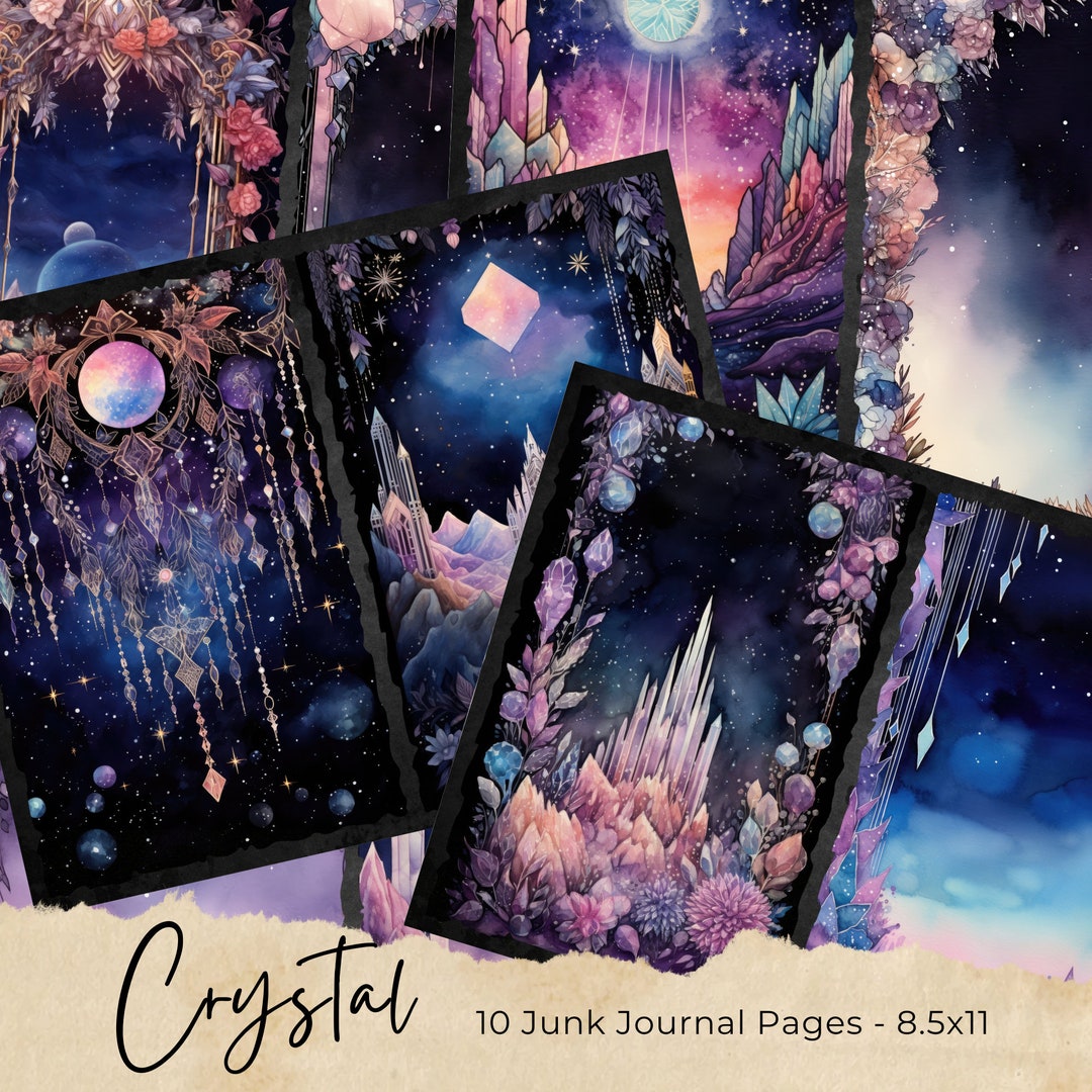 Crystal Junk Journal Pages, Mystic Crystals Junk Journal Pages, Digital ...