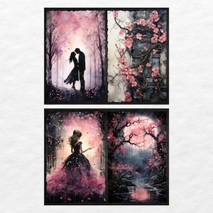 Pink and Black Junk Journal Paper, Digital Download, Watercolor, Mixed ...