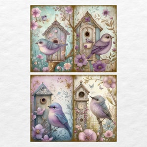 Vintage Bird Junk Journal Kit, Digital Floral Scrapbook Paper Kit ...