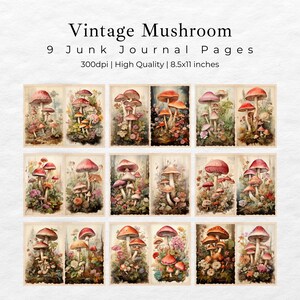 Forest Mushroom Junk Journal Pages, Digital Scrapbook Paper Kit, Autumn ...