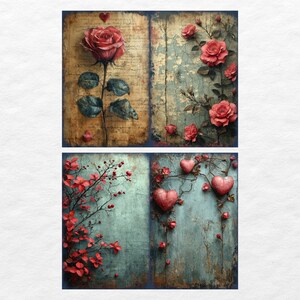 Floral Hearts Junk Journal Kit Vintage Love Letter Digital Paper for ...