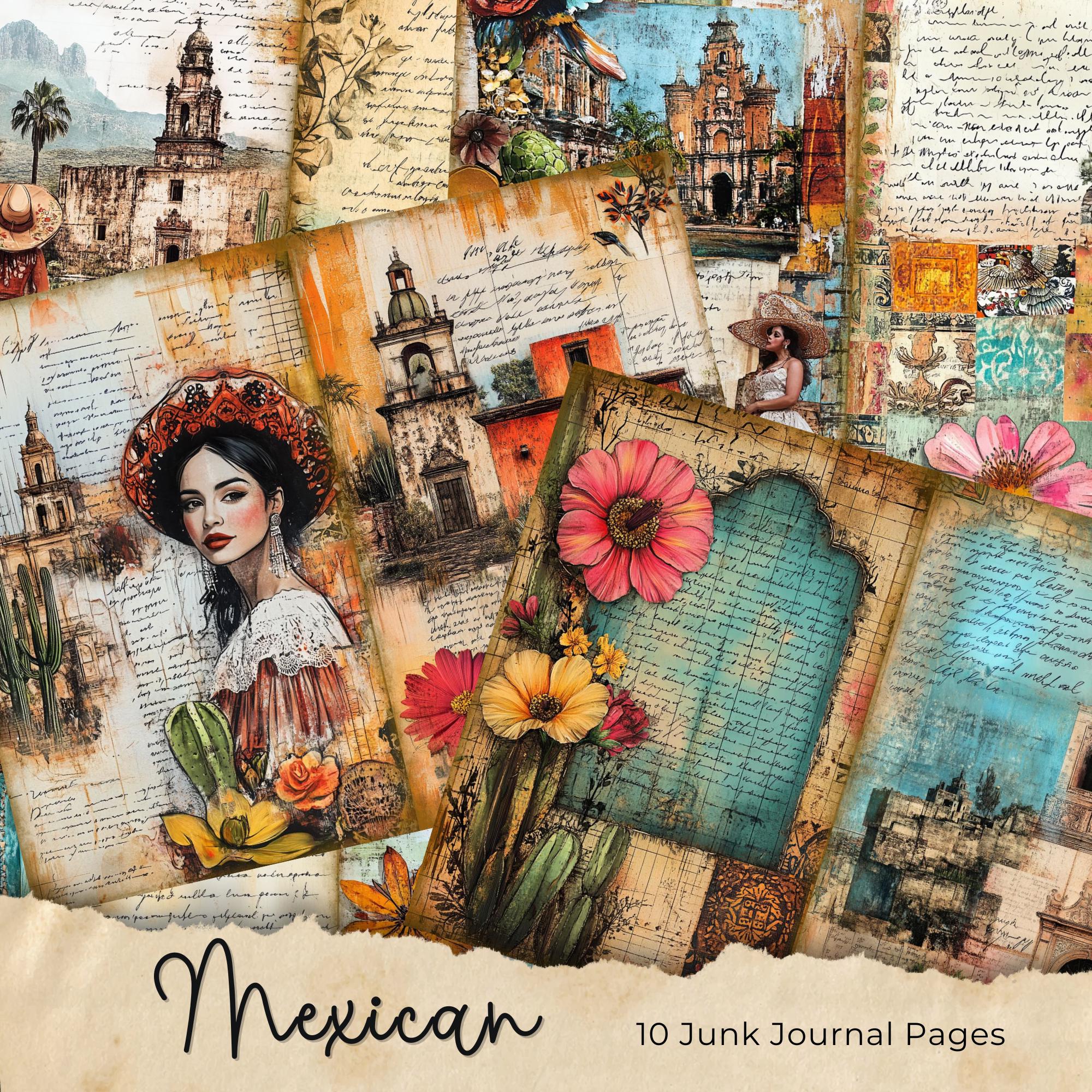 Mexican Fiesta Junk Journal Kit, Half Pages, Full Pages, Cards, Tags ...