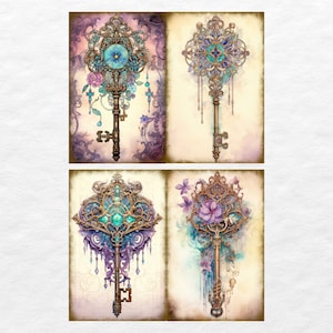 Fantasy Keys Junk Journal, Digital Scrapbook Paper Kit, Fantasy Castle ...