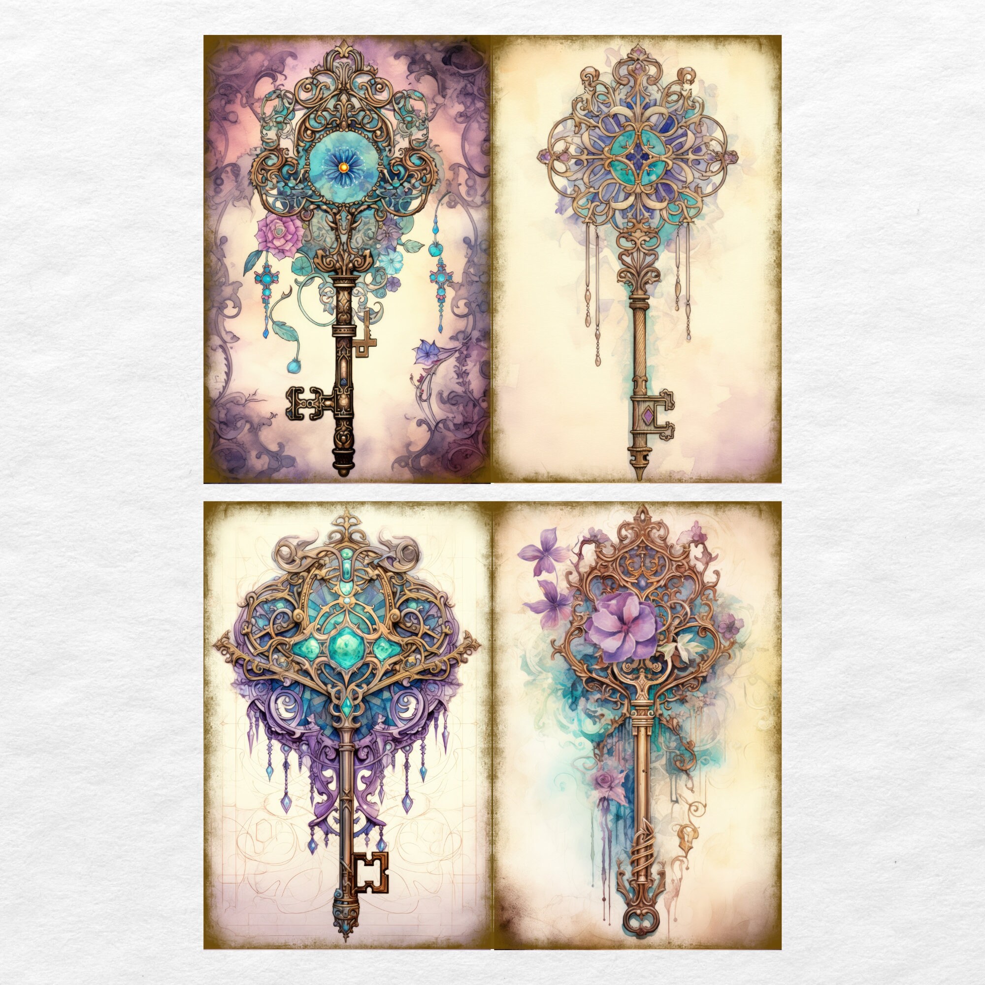 Fantasy Keys Junk Journal, Digital Scrapbook Paper Kit, Fantasy Castle ...