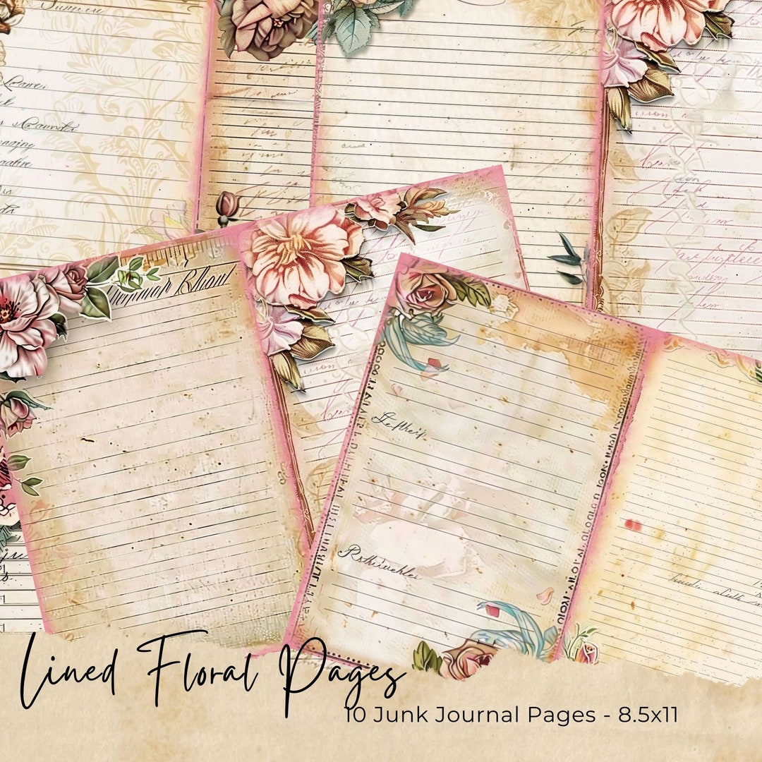 Blank Lined Journal Pages, Junk Journal Basic Papers, Printable Shabby ...