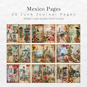 Mexican Fiesta Junk Journal Kit, Half Pages, Full Pages, Cards, Tags ...