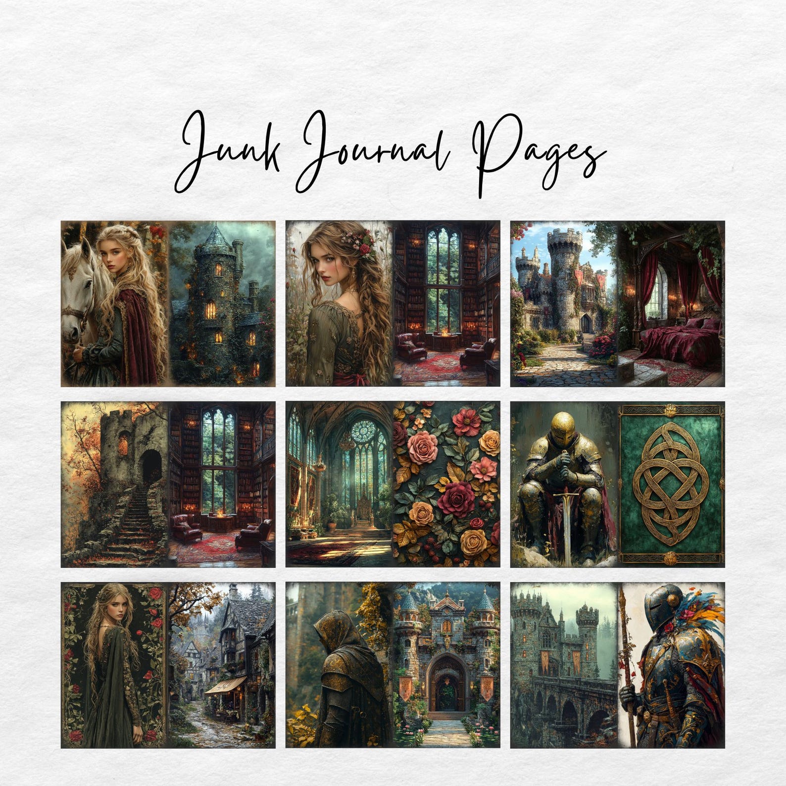 Medieval Junk Journal Pages, Digital Scrapbook Kit, Printable Ephemera ...