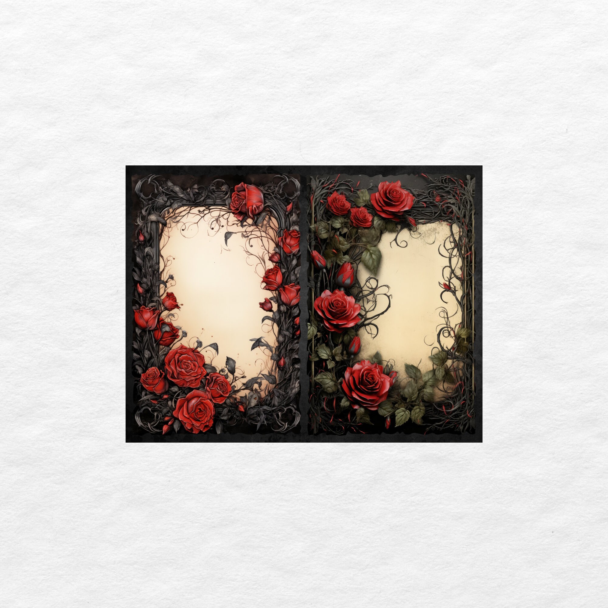 Gothic Red Roses Junk Journal Pages, Vintage Red Roses Junk Journal Kit ...