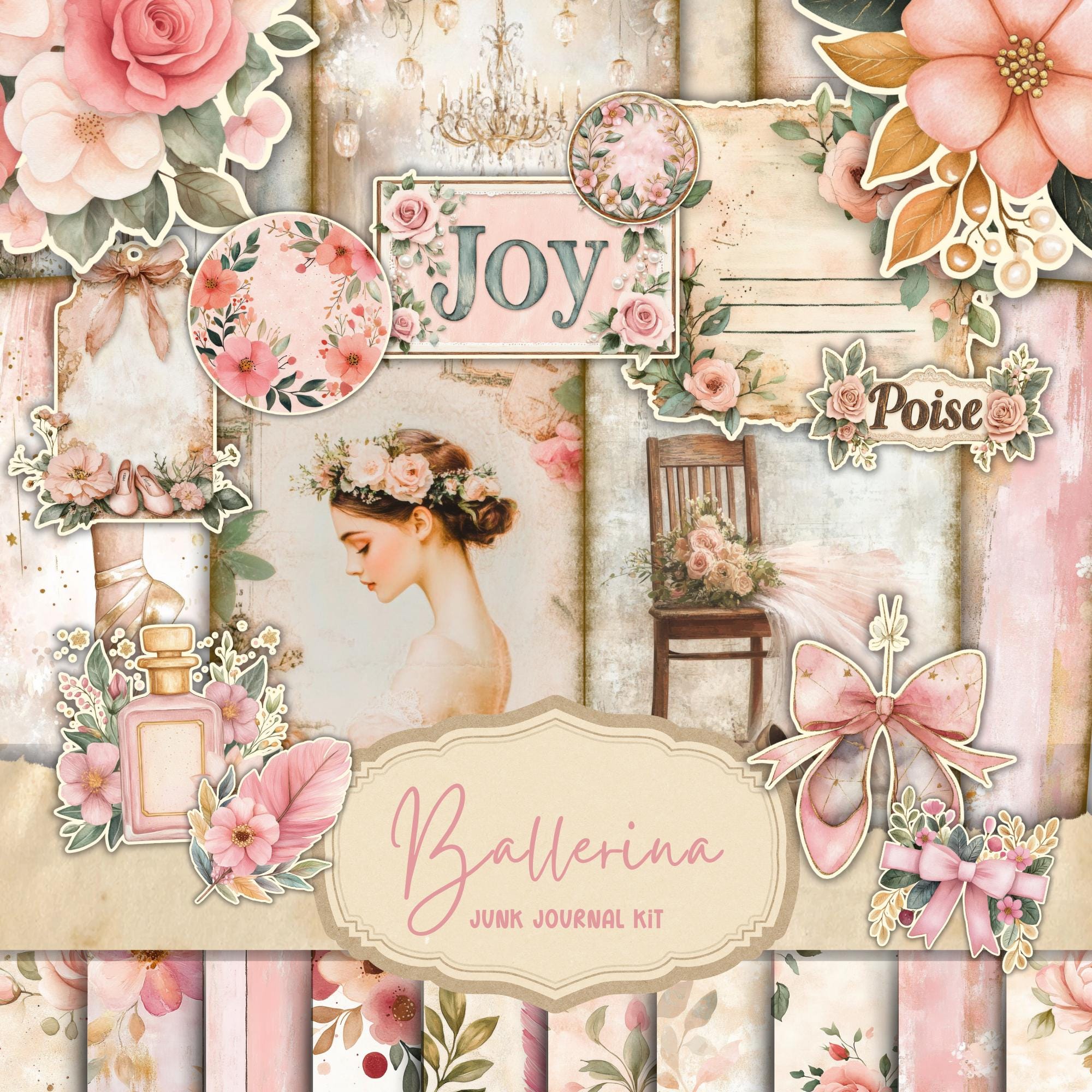 Ballet Junk Journal Kit, Ballerina Vintage Papers, Dance Handmade Pages ...