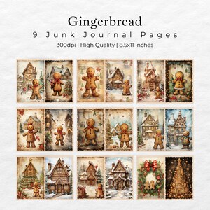 Junk Journal Vintage Gingerbread Christmas Digital Kit, Gingerbread Man ...