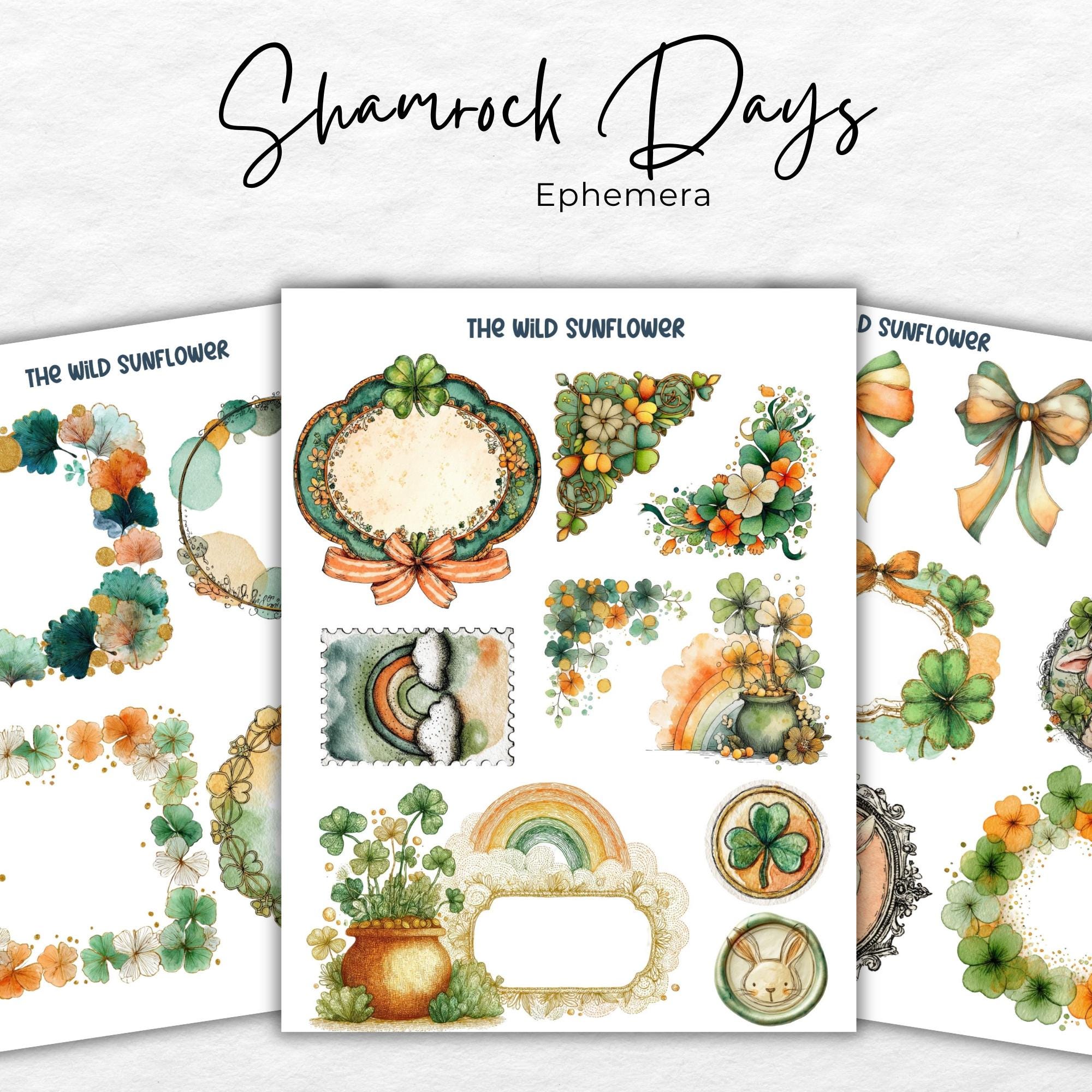 St Patricks Day Junk Journal Kit, Printable Shamrock Journal Pages ...